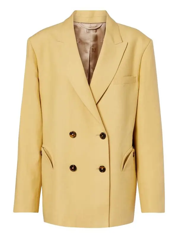 BLAZÉ MILANO Nightbreak Double-breasted Linen Blazer - Yellow
