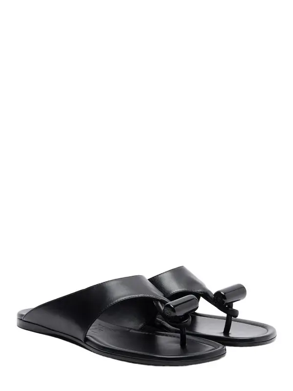 Loewe Toggle Leather Thong Sandals - Black