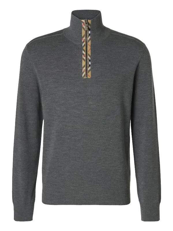 Burberry Wool Half-zip Sweater - Grey