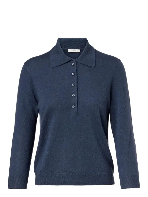 Vince Cashmere And Silk Polo Sweater - Blue