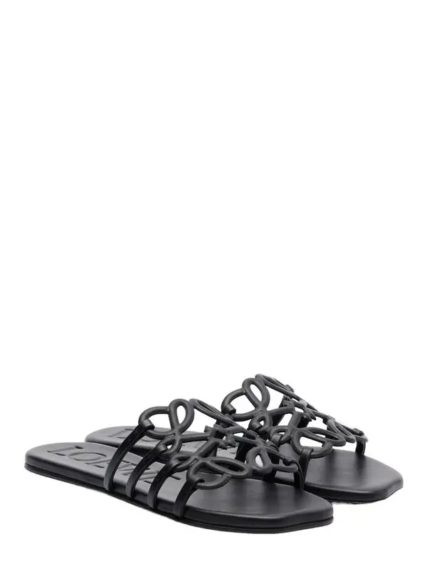Loewe Anagram Leather Slides - Black