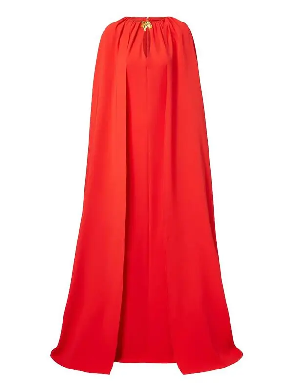 Oscar De La Renta Silk-blend Georgette Kaftan - Red