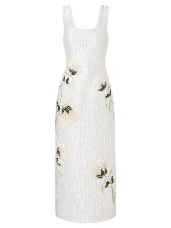 Simkhai Lilibeth Embellished Jacquard Cocktail Dress - White