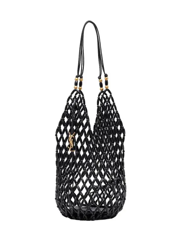 Saint Laurent Cassandre Beaded Shoulder Bag - Black