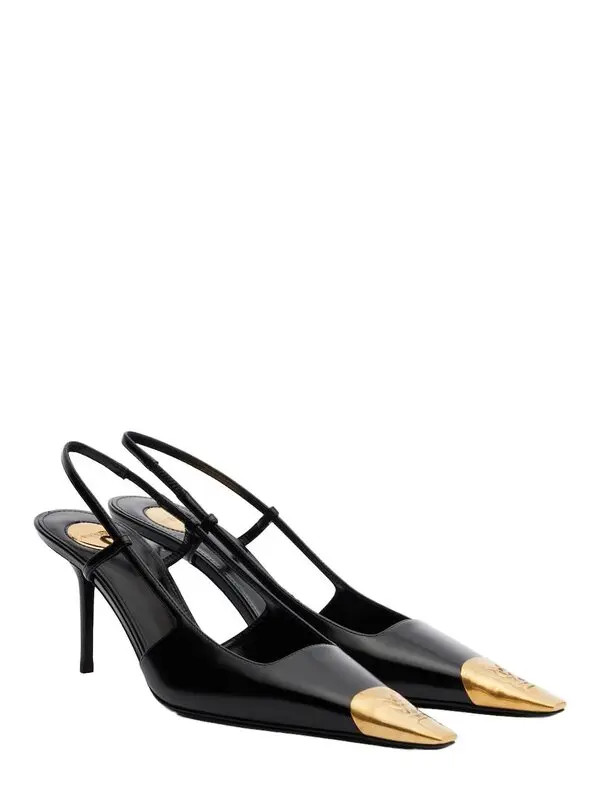 Saint Laurent Jeanne 75 Leather Slingback Pumps - Black