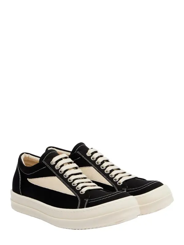 Rick Owens Vintage Suede-trimmed Canvas Sneakers - Black