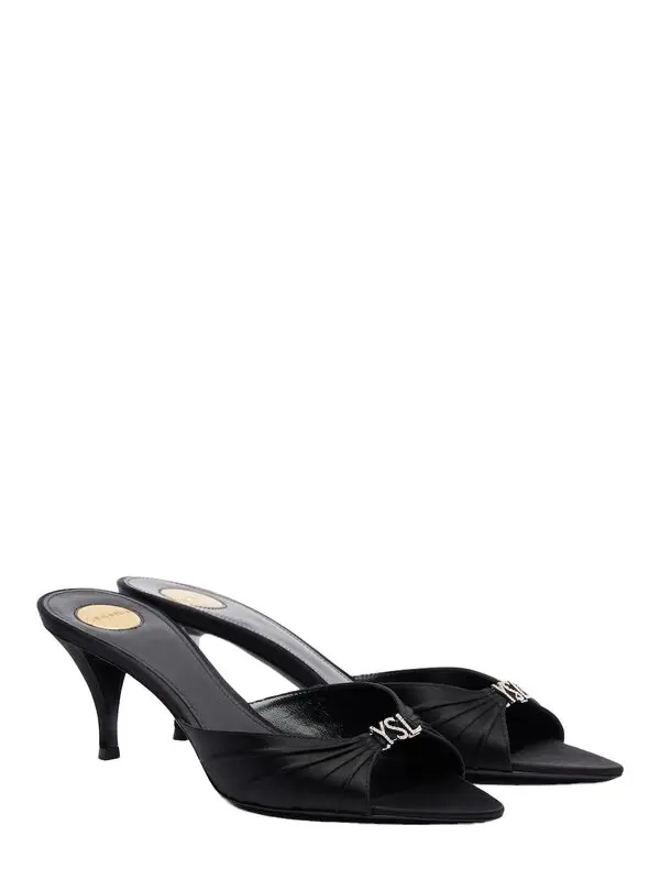 Saint Laurent Jerry 60 Embellished Crêpe Satin Mules - Black