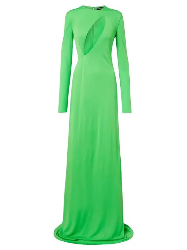 TOM FORD Cutout Crêpe Jersey Gown - Green