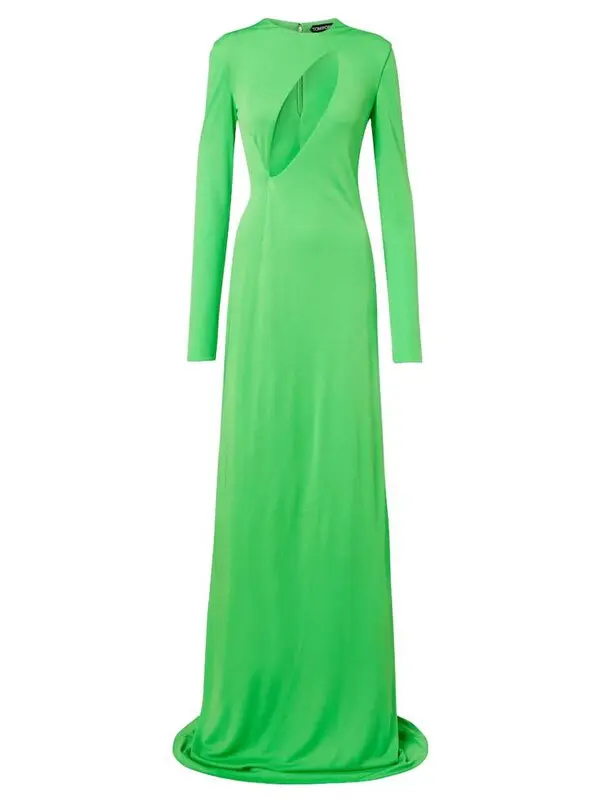 TOM FORD Cutout Crêpe Jersey Gown - Green