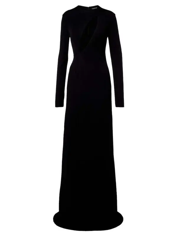 TOM FORD Cutout Crêpe Jersey Gown - Black