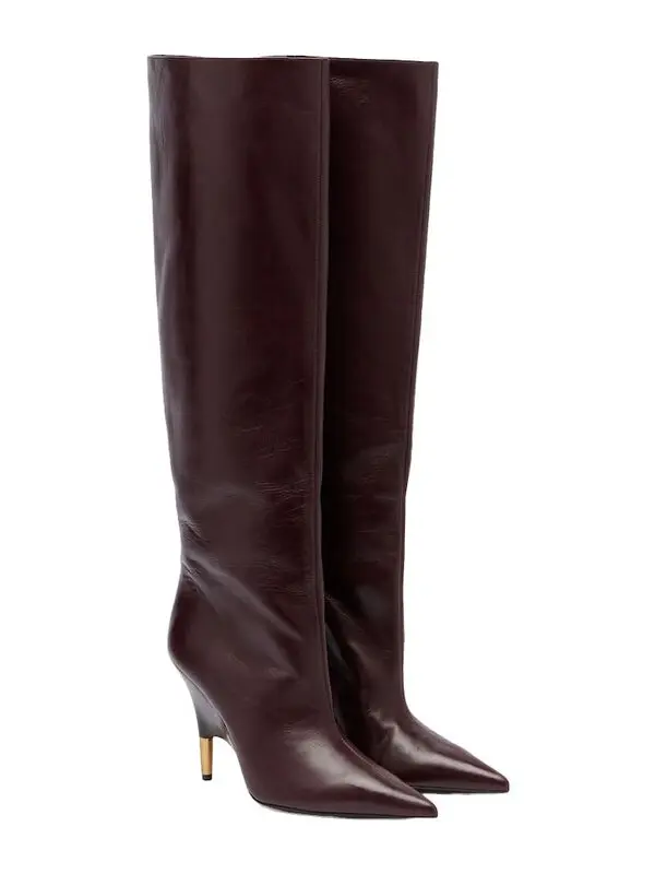 Khaite Bella 100 Leather Knee-high Boots - Burgundy