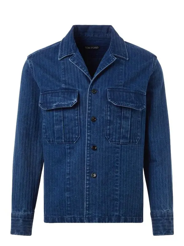 TOM FORD Striped Denim Overshirt - Blue
