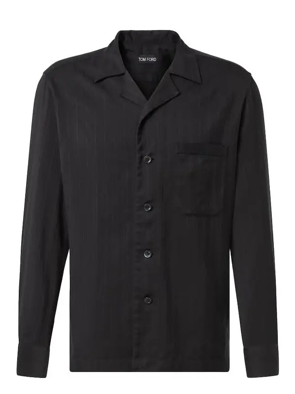 TOM FORD Striped Cotton And Silk Shirt - Black