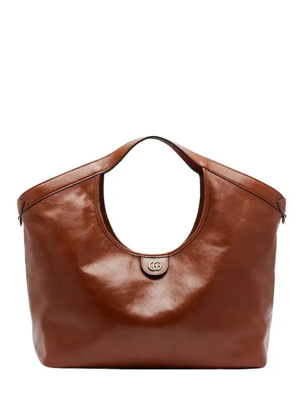 Gucci Giglio Large Leather Tote Bag - Brown
