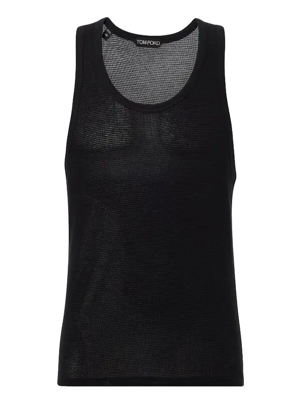 TOM FORD Semi-sheer Cotton Tank Top - Black