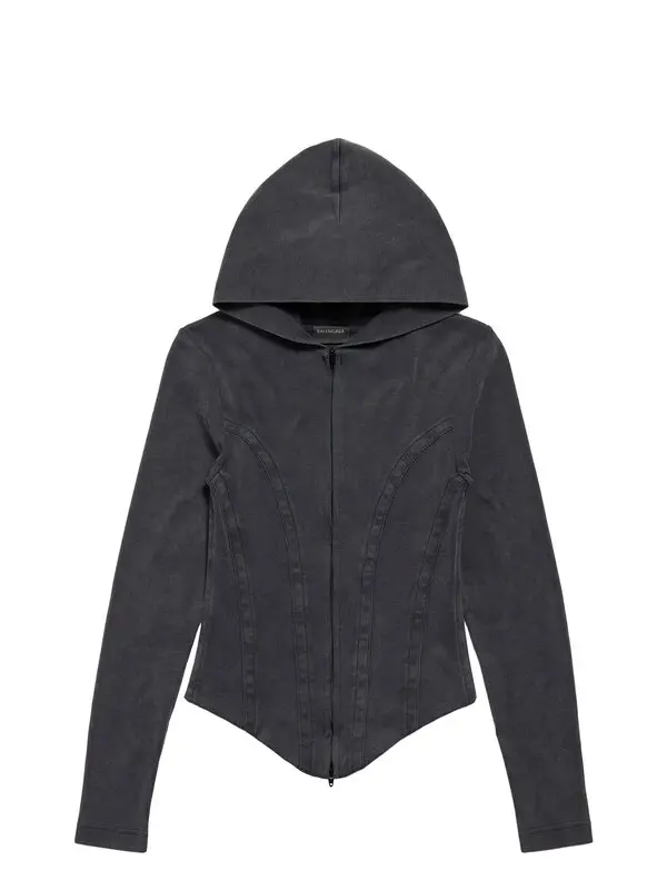 Balenciaga Corseted Zip-up Hoodie - Black