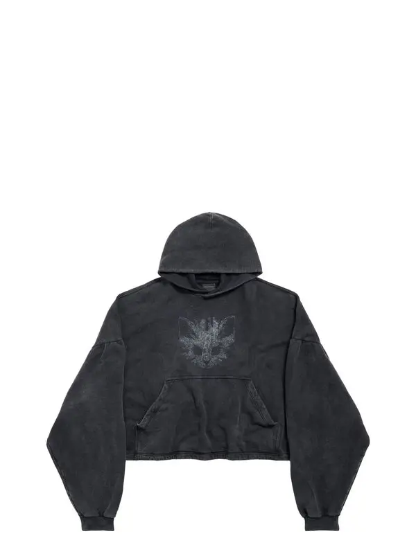 Balenciaga Kittycat Cropped Hoodie - Black