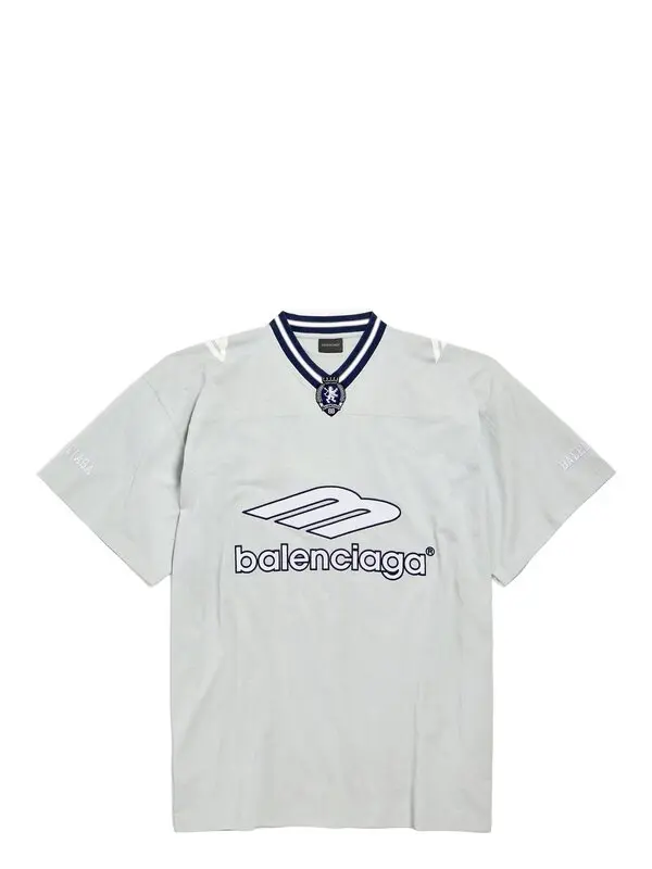 Balenciaga 3b Football V-neck T-shirt Oversized - Grey & Silver