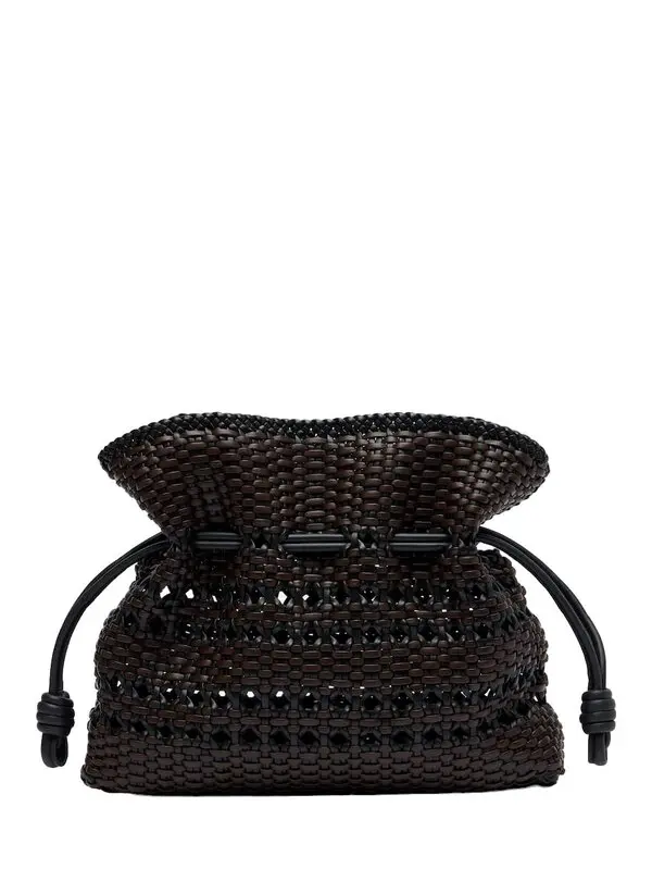 Loewe Flamenco Medium Woven Leather Clutch - Brown