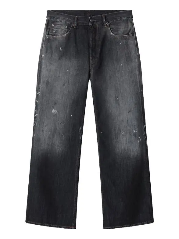 Acne Studios Faded Jeans With Paint Splatters - Black