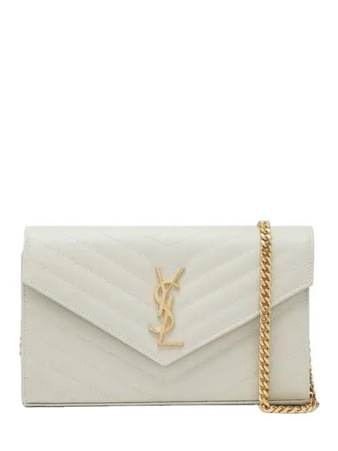 Saint Laurent Cassandre Chain Pouch - Beige