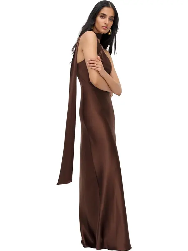REFORMATION Jazzlyn Silk Maxi Dress - Brown