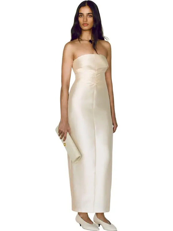REFORMATION Luda Strapless Midi Dress - Champagne