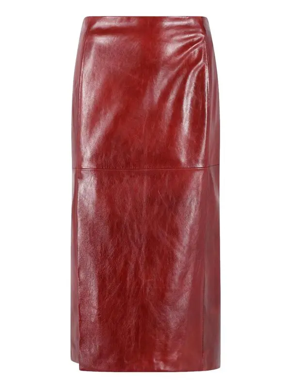 Sportmax Comma Leather Straight Skirt - Red