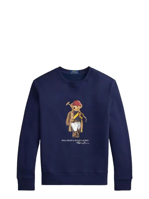 Polo Ralph Lauren Cotton Sweatshirt With Printed Bear - Blue