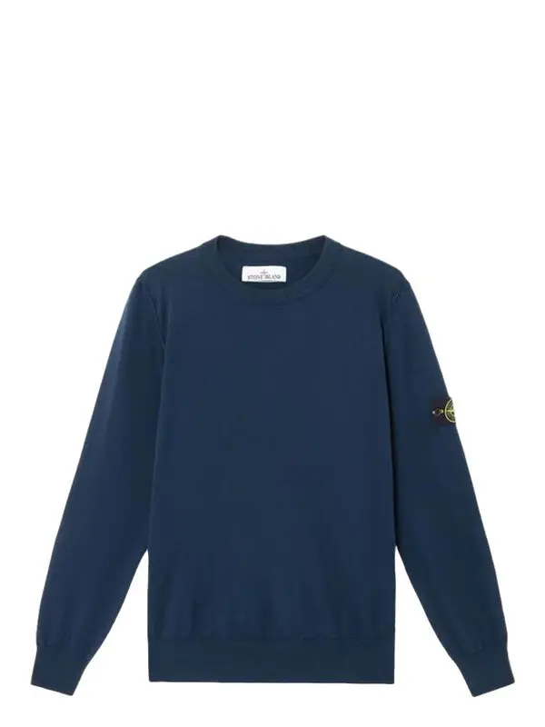 Stone Island Crew Neck Cotton Knit Sweater - Midnight Blue