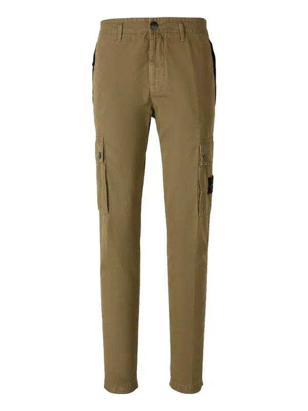 Stone Island Cotton Twill Straight Cargo Pants - Military Green