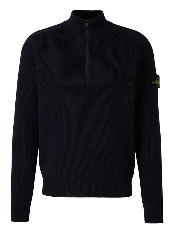 Stone Island Cotton Knit Turtleneck Sweater - Midnight Blue