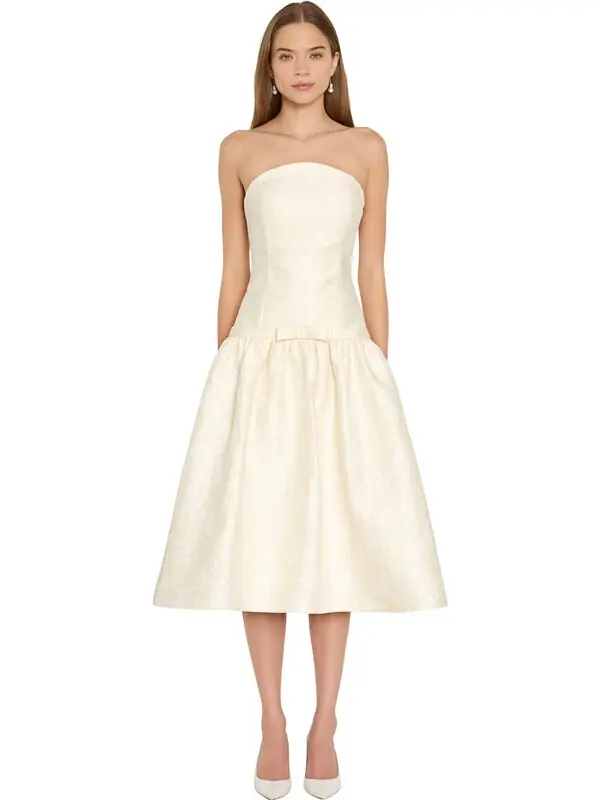 Amanda Uprichard Valencia Bow Midi Dress - Ivory