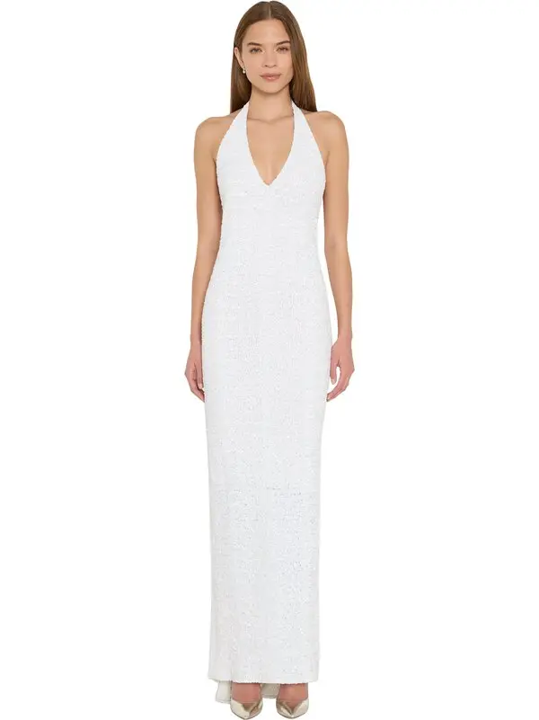 Amanda Uprichard Esther Sequin Gown - White