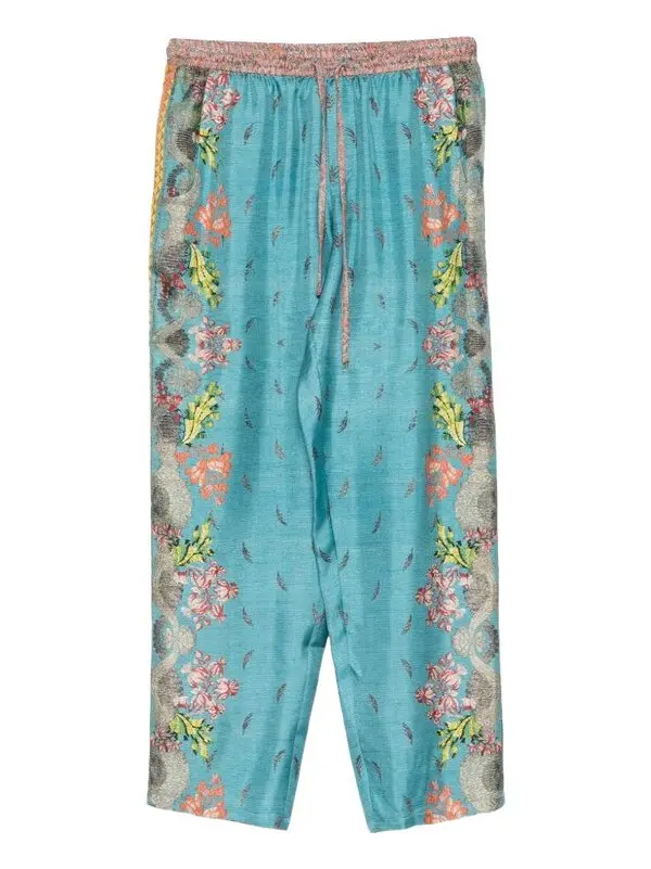 PIERRE-LOUIS MASCIA Printed Silk Trousers - Sky Blue