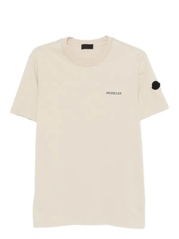 Moncler Logo Cotton T-shirt - Beige