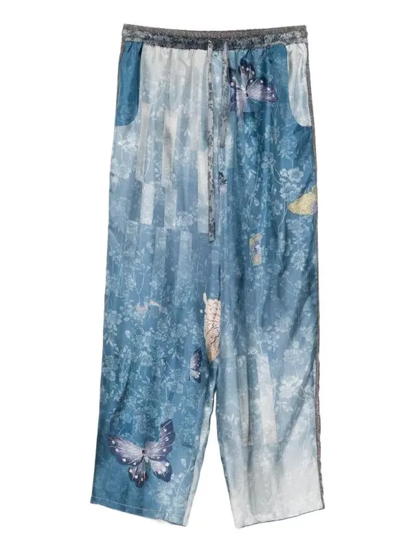 PIERRE-LOUIS MASCIA Printed Silk Trousers - Sky Blue