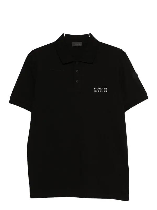 Moncler Logo Cotton Polo Shirt - Black