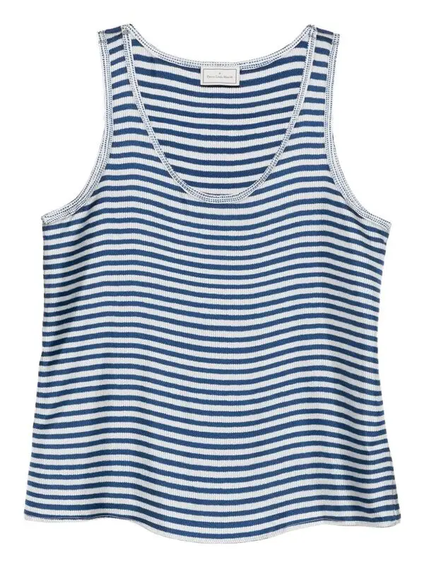 PIERRE-LOUIS MASCIA Striped Silk Tank Top - Blue