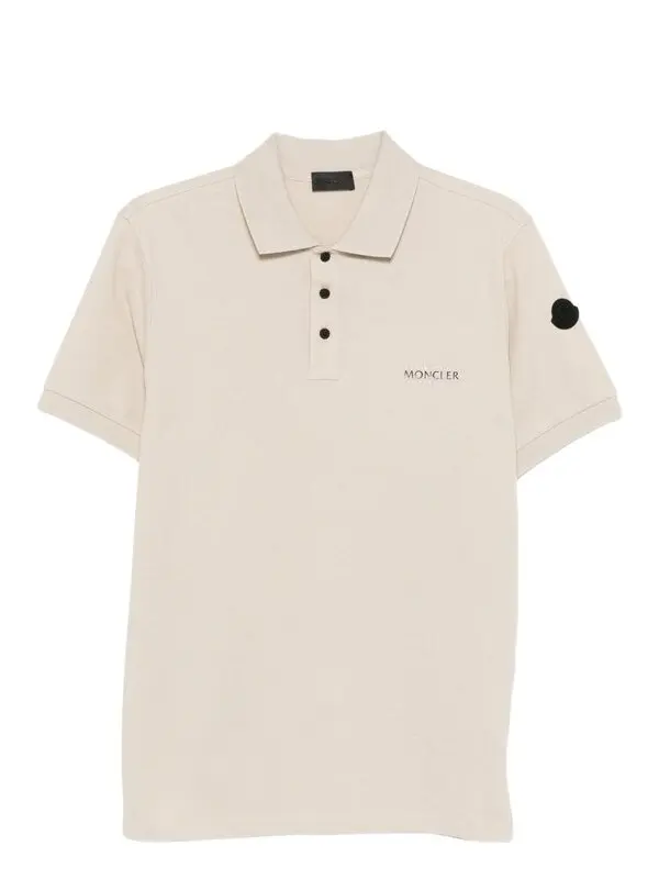 Moncler Logo Cotton Polo Shirt - Beige