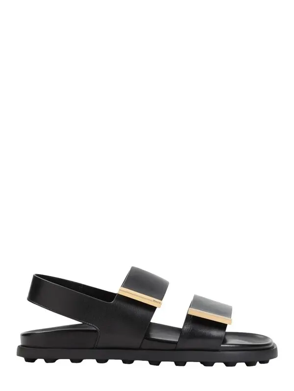 TOD'S Leather Slingback Sandals - Black