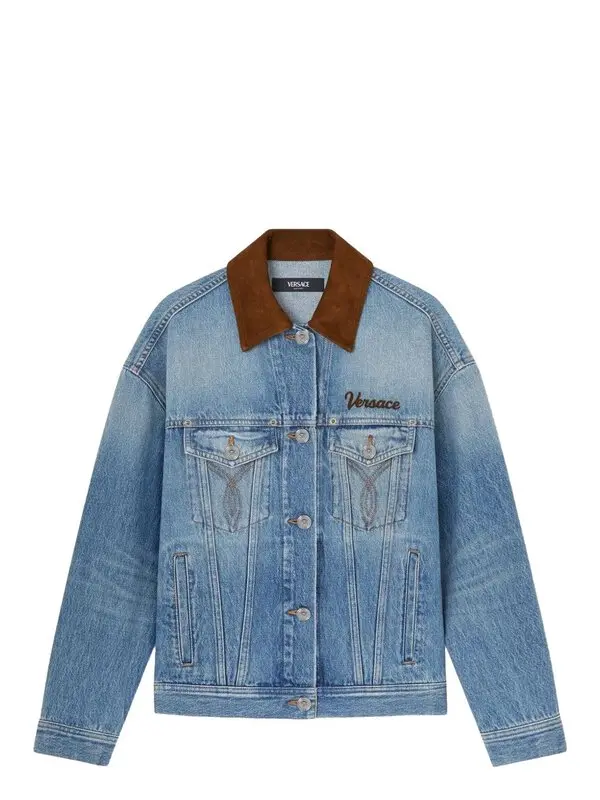 Versace Denim Cotton Jacket - Blue