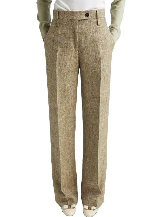 FERRAGAMO Linen Trousers - Brown