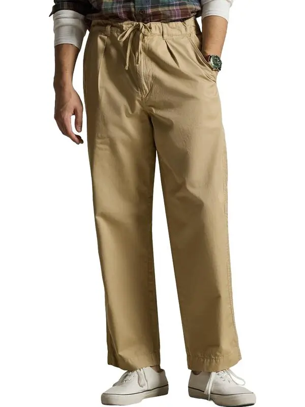 Polo Ralph Lauren Prepster Pleated Cotton Twill Drawstring Pants - Coastal Beige
