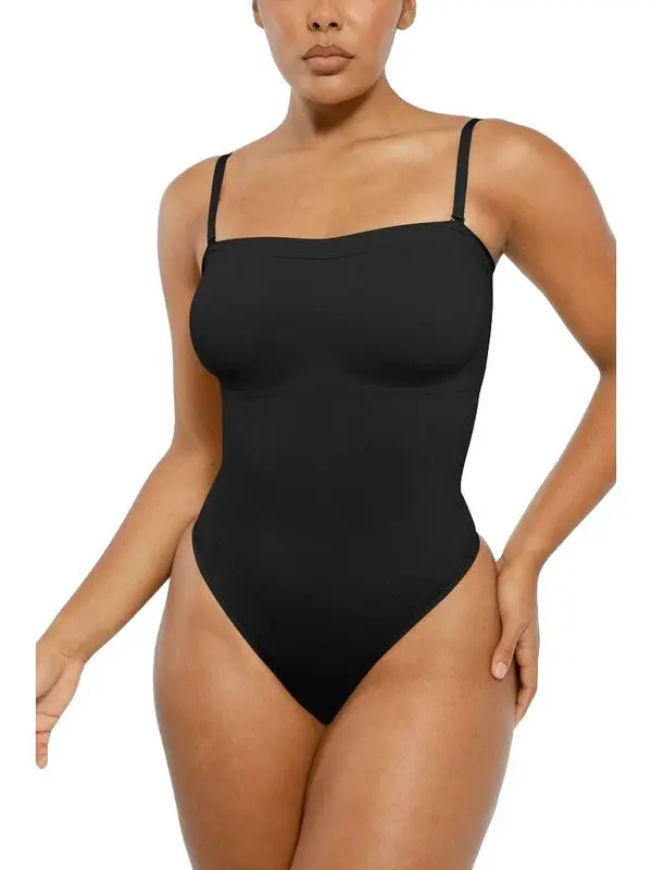 SHAPELLX Strapless Sculpt Thong Bodysuit - Black