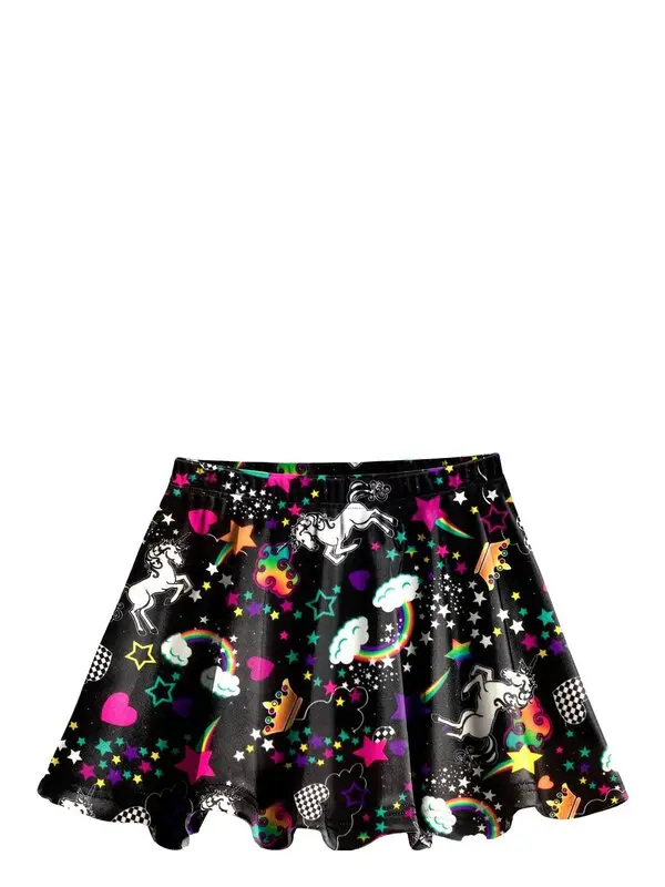 CITY THREADS Novelty Circle Skirt - Black Unicorn Dream