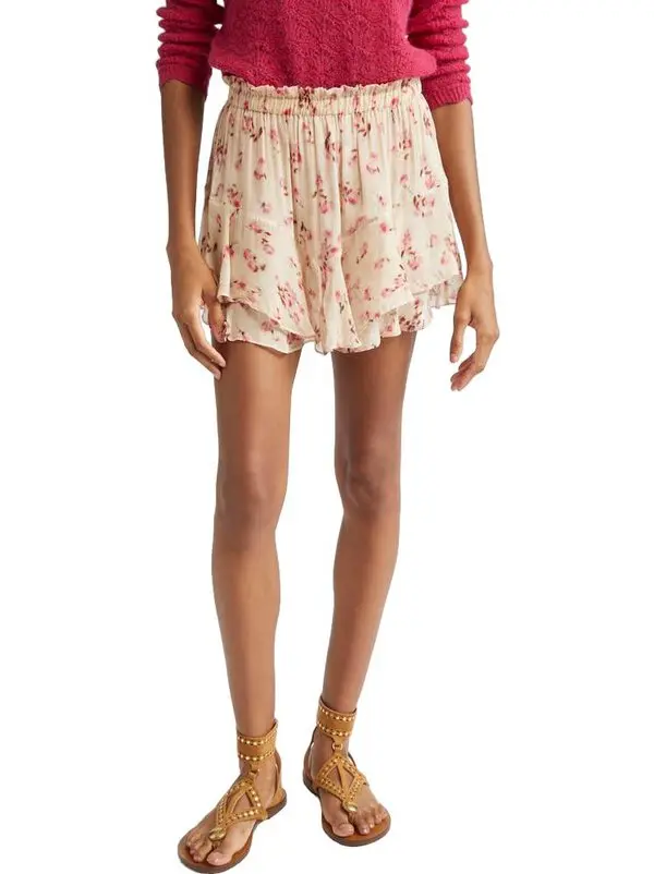 Isabel Marant Floral Print Chiffon Shorts - Beige