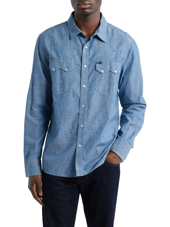 Ag Brynner Western Denim Snap-up Shirt - Desert Dawn