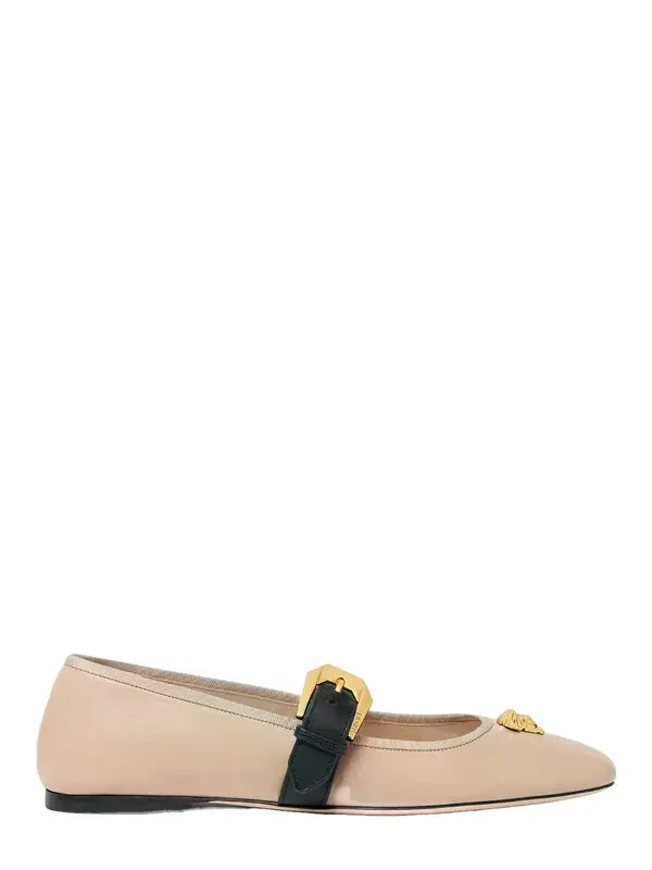 Versace La Medusa Nappa Ballet Flats - Neutrals
