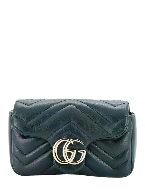 Gucci Gg Marmont Flap Bag Matelasse Leather Super Mini Crossbody Bag - Green